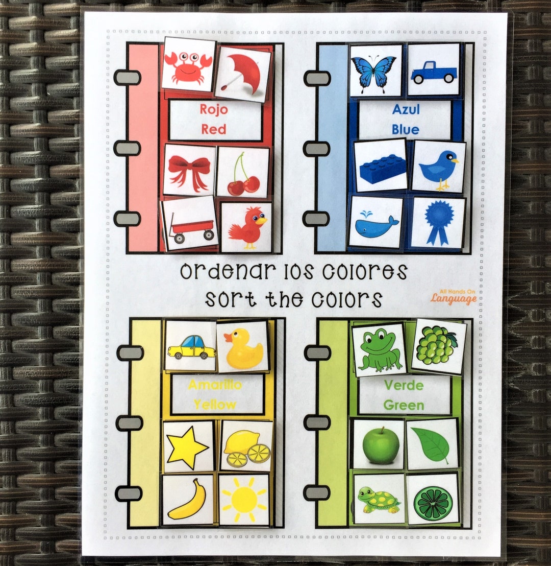 Bilingual Spanish/english Color Sort Activity, 4 Colors-24 Pictures ...