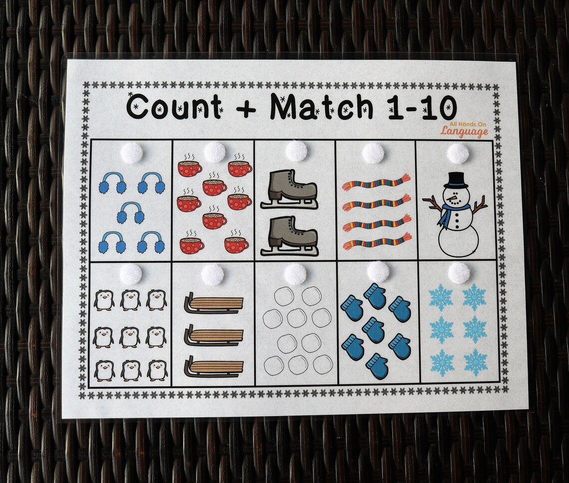Winter Numbers 1-10 Count and Match Activity Autism and - Etsy