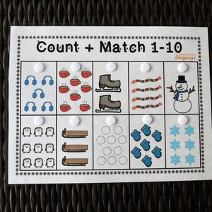 Winter Numbers 1-10 Count and Match Activity, Autism and Preschool PDF ...