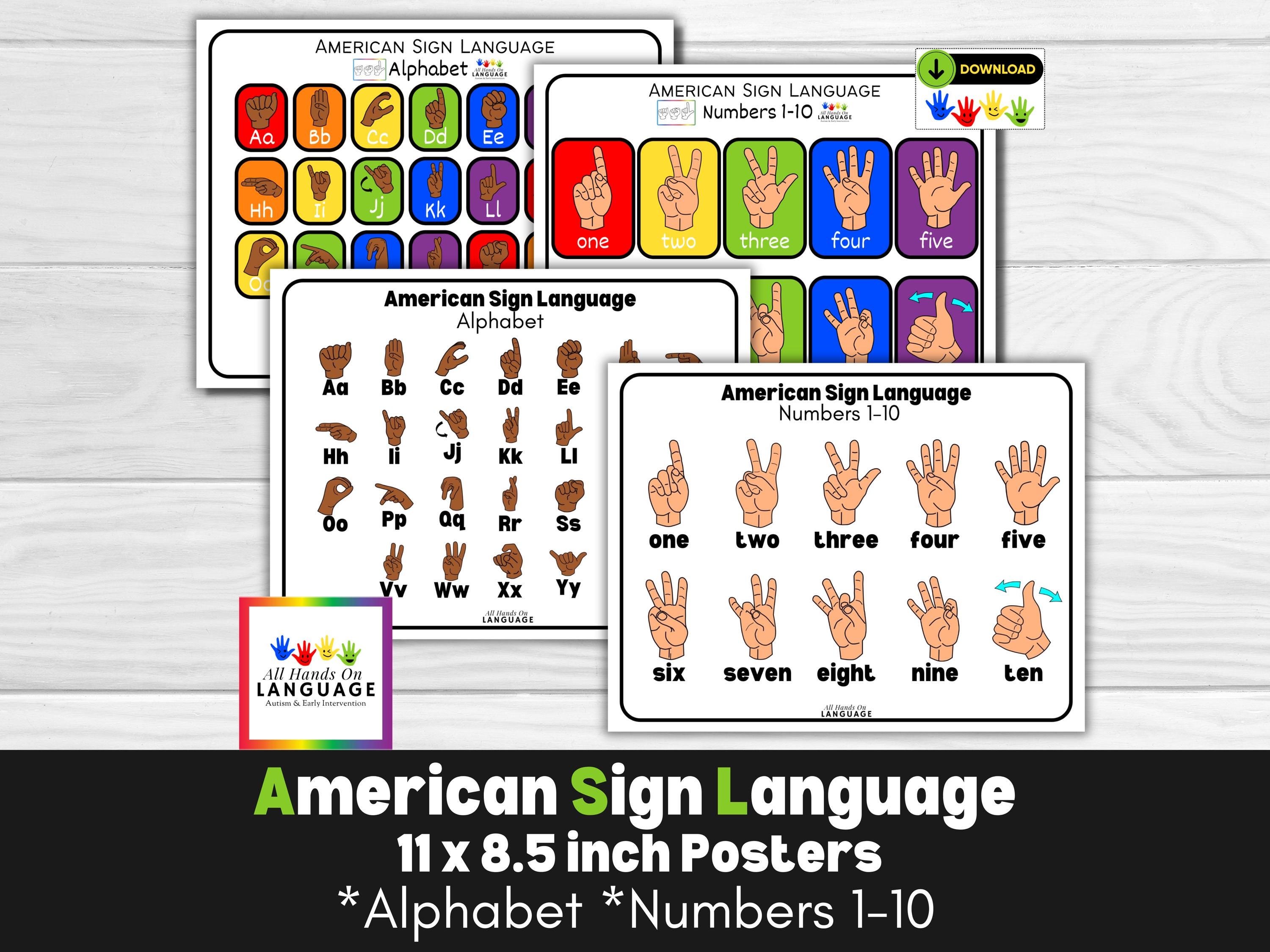 ASL Alphabet & Numbers Posters: American Sign Language (PDF Printable ...