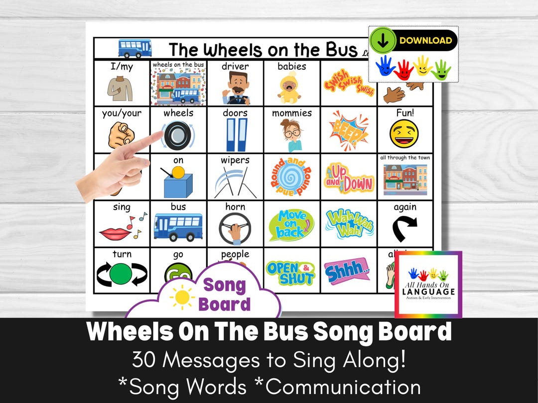 Wheels on the Bus Communication Board: Aided Language, AAC, Autism (PDF ...