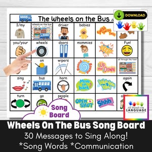 Wheels on the Bus Communication Board: Aided Language, AAC, Autism (PDF ...