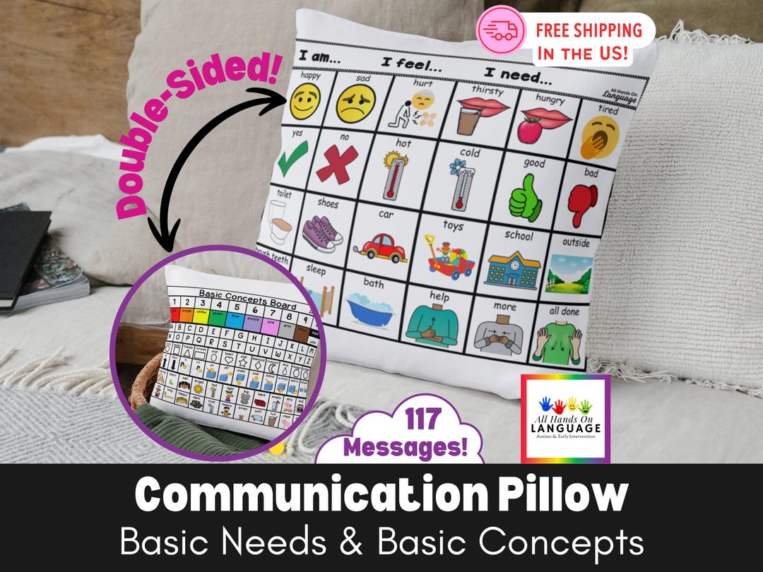 Communication Board Double-sided Pillow With Basic Needs and Basic ...