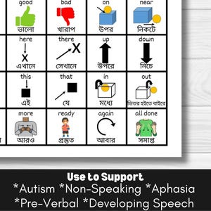 Bilingual Bengali English Communication Board: AAC, ESL (PDF Printable ...