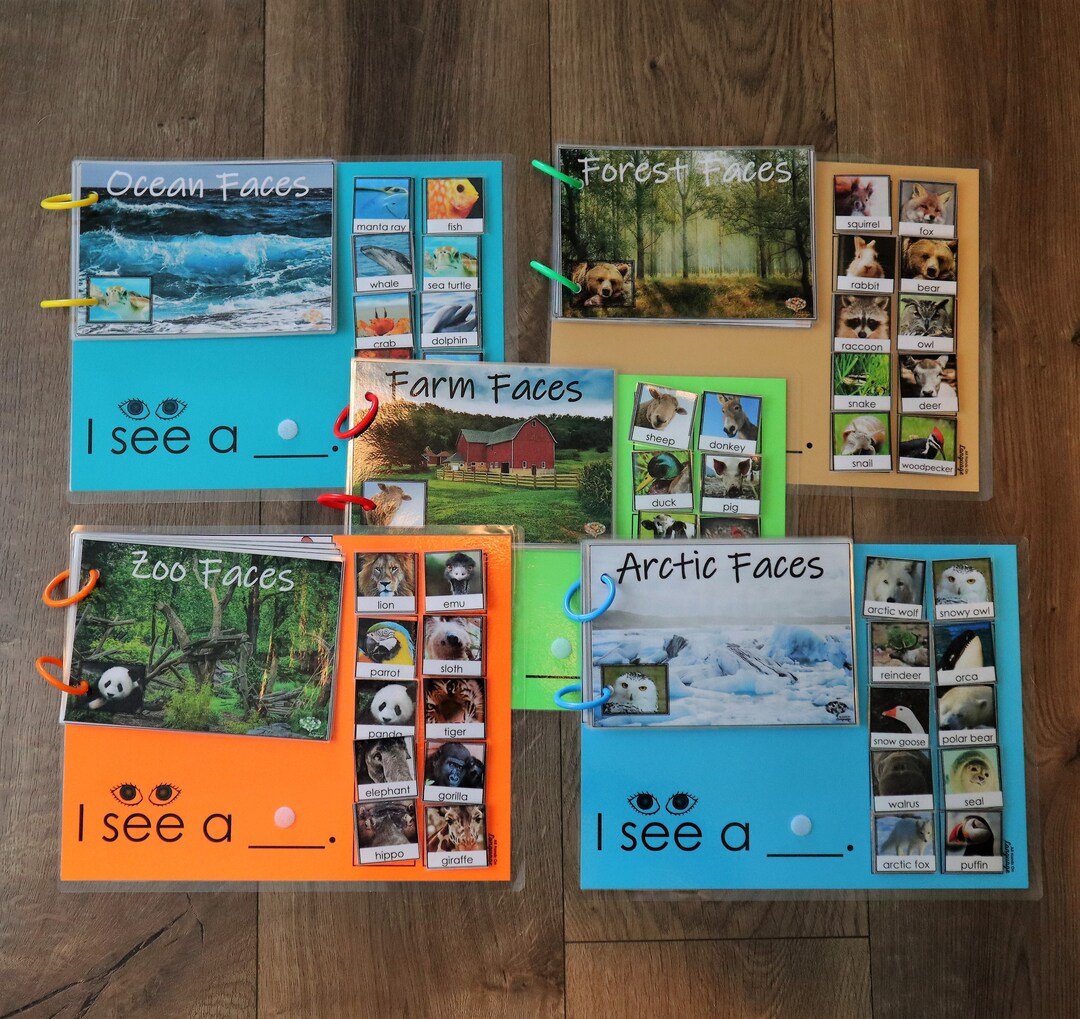 BUNDLE of 5 Animal Faces Interactive Books With Sentence Formulation ...