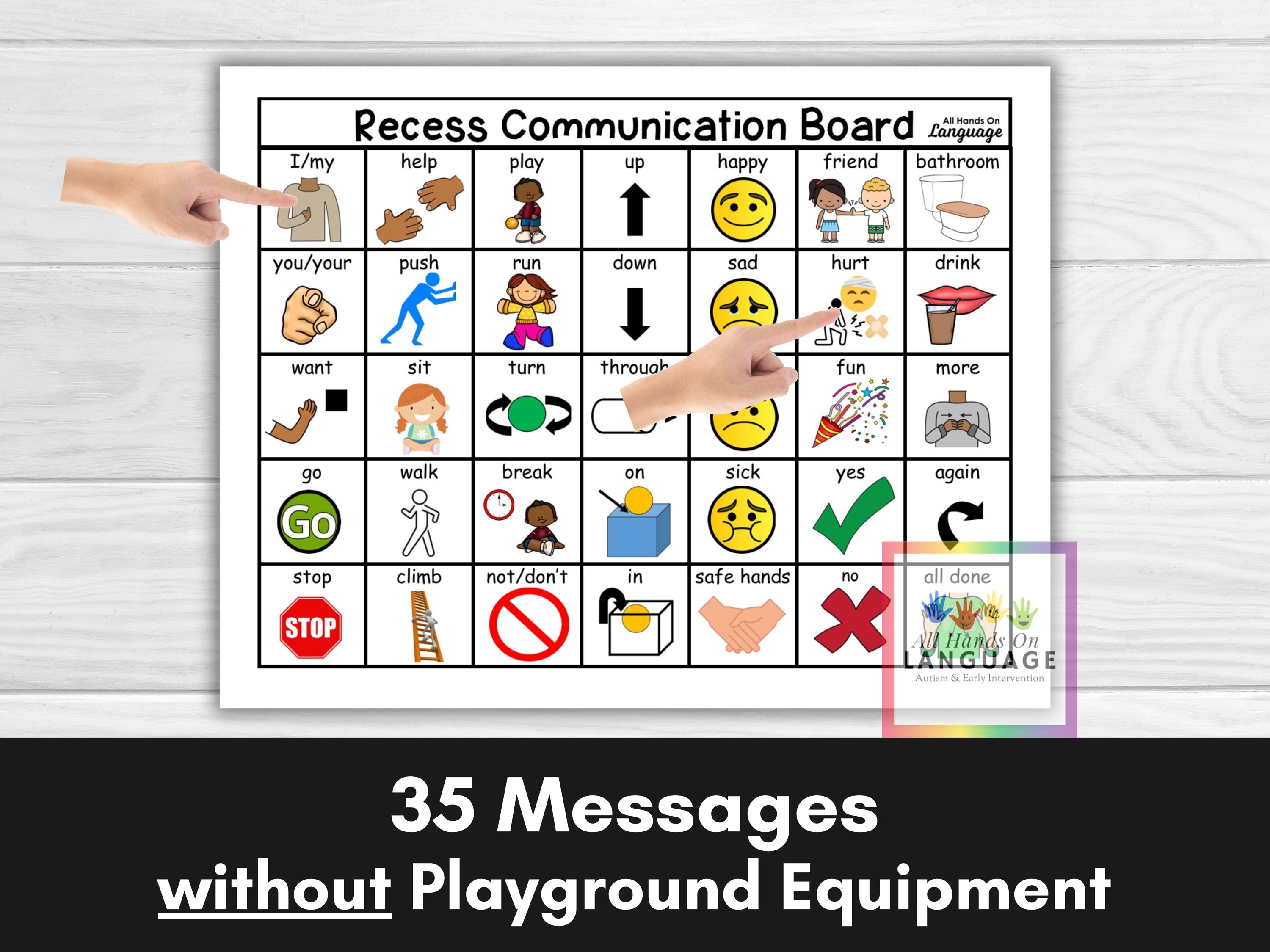 Playground Communication Board: 35 Messages for Nonverbal Children (PDF ...