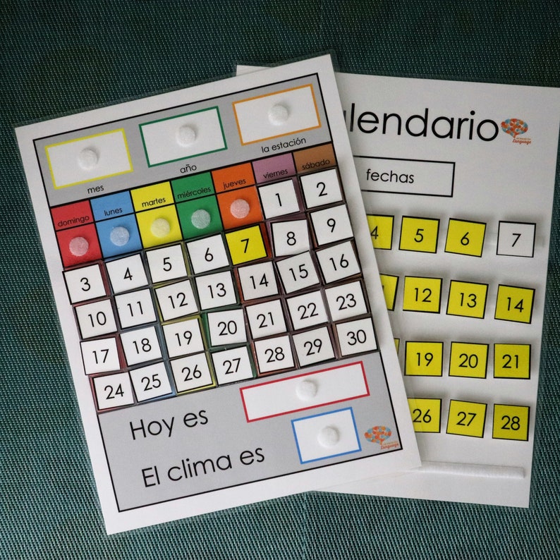 Spanish Language Interactive Perpetual Calendar and Storage - Etsy