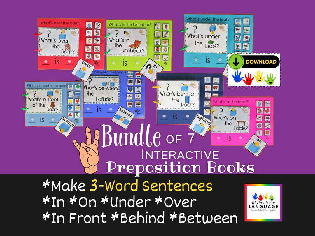 BUNDLE of 7 Preposition Interactive Books With Simple Sentence - Etsy