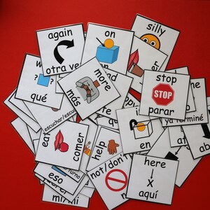 Bilingual Spanish English Vocabulary Cue Cards: AAC, ESOL (PDF ...