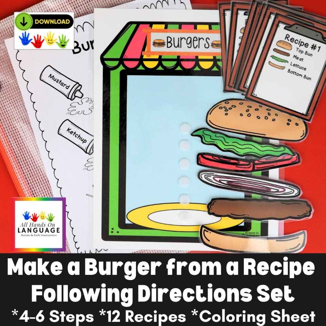 Burger Recipe Sequencing Activity Set: Autism Printable (PDF) - Etsy