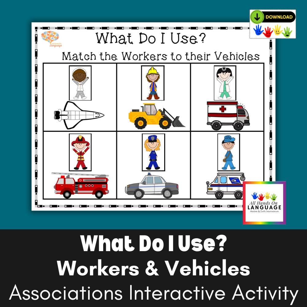 Community Helpers & Vehicles Matching Activity (printable PDF) - Etsy