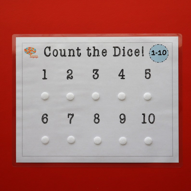 Dice Numbers 1-10 Count and Match Activity Count Dots and - Etsy