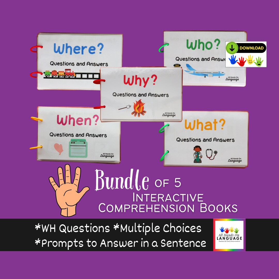 BUNDLE of 5 WH Comprehension Books Who Where When What - Etsy