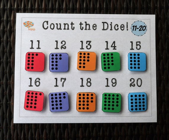 Dice Numbers 11-20 Count and Match Activity Autism Toddler | Etsy Dice Numbers 11-20 Count and Match Activity Autism Toddler | Etsy