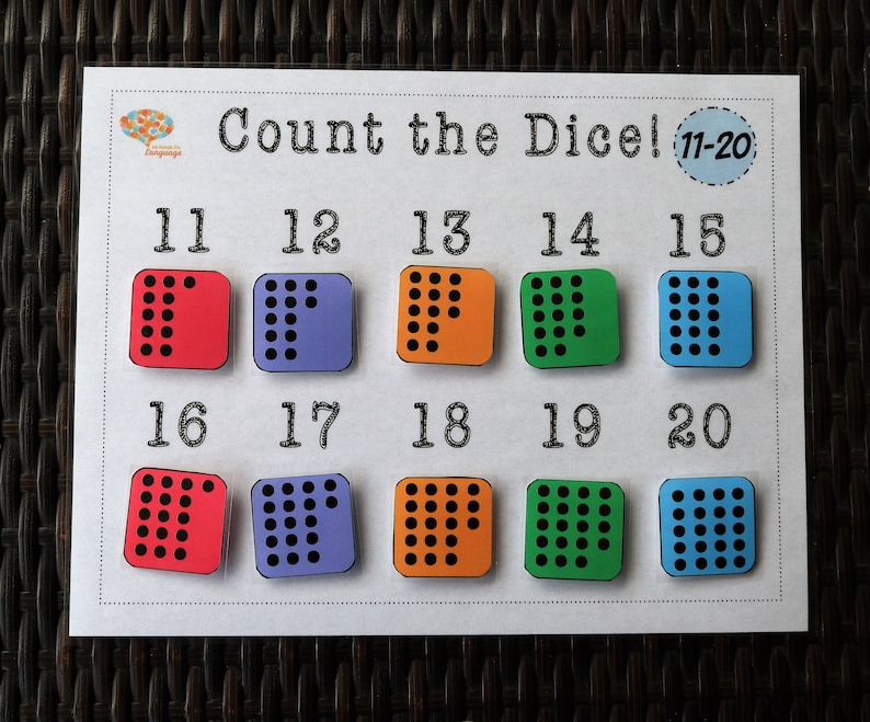 Dice Numbers 11-20 Count and Match Activity Autism Toddler | Etsy Dice Numbers 11-20 Count and Match Activity Autism Toddler | Etsy