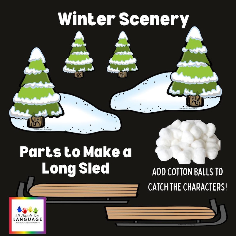 Ten on the Sled Story Props: Winter Animals & Number Cards, Plus ...