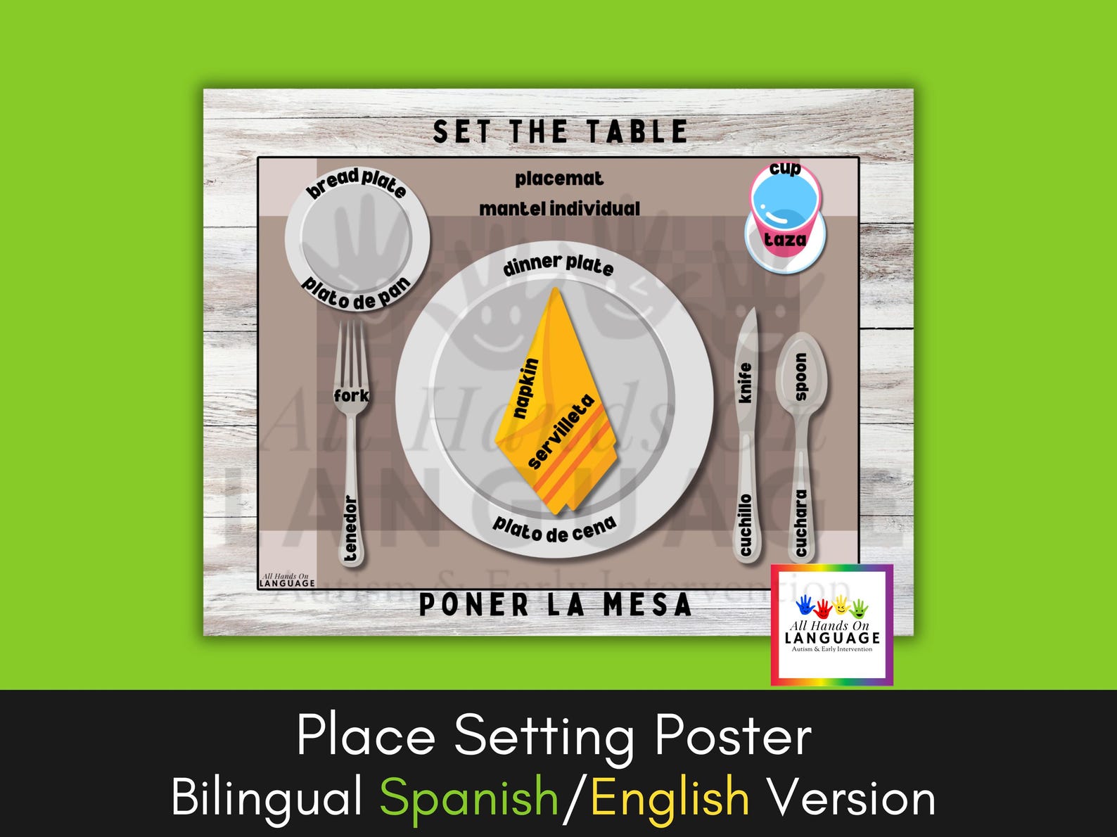 Table Setting Poster: English, Spanish, & Bilingual Versions (printable ...