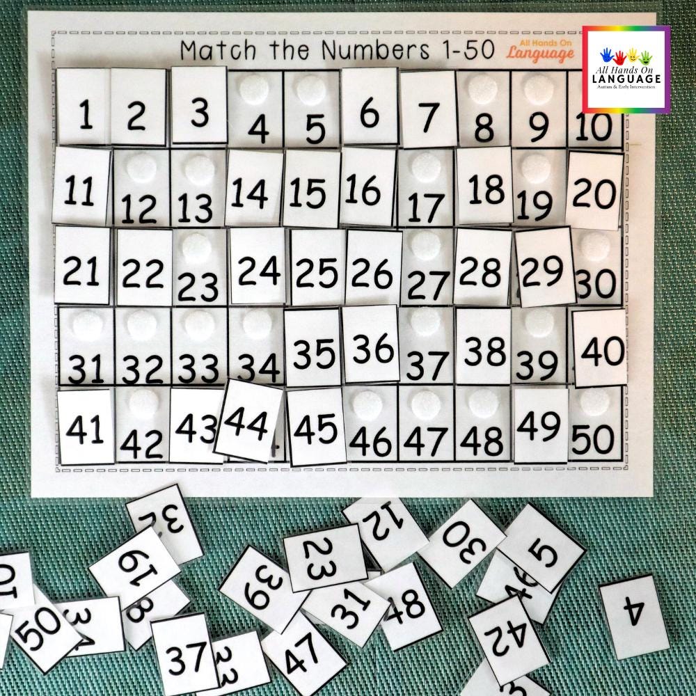 Numbers 1-50 Matching Activity: Printable Math Game (PDF) - Etsy