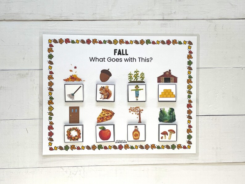 Fall-themed What Goes With This? Associations Matching Activity, Autumn ...