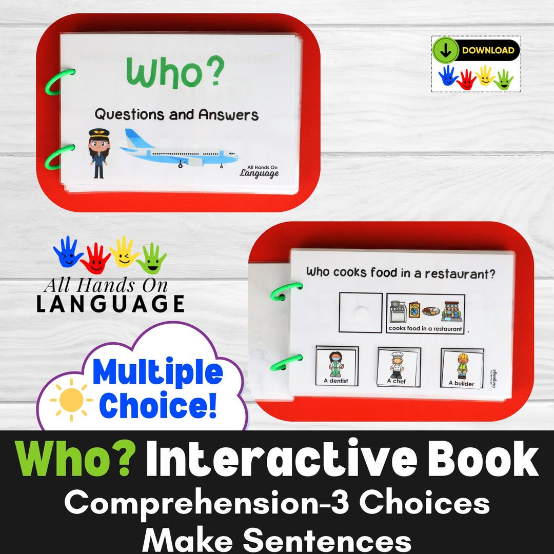 Interactive "who" Questions Book: Autism Speech Comprehension (PDF ...