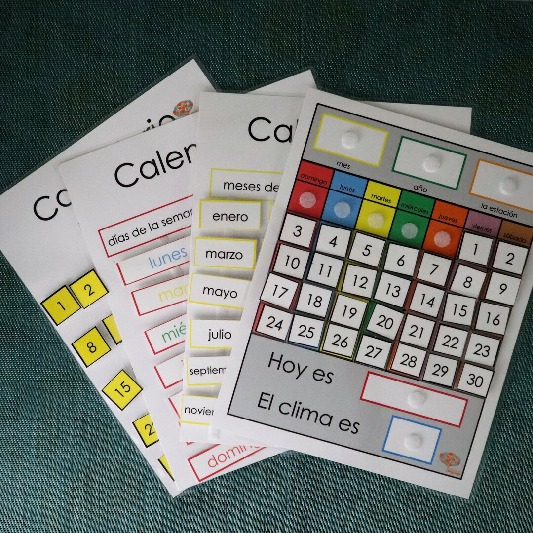 Spanish Language Interactive Perpetual Calendar and Storage Boards ...