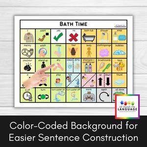 Bath Time Communication Board, Aided Language, AAC, ASL, Non Verbal ...