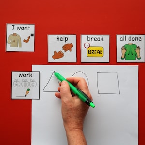 Communication Cue Cards, 12 Core Vocabulary Words, 3 Inch, Aided ...