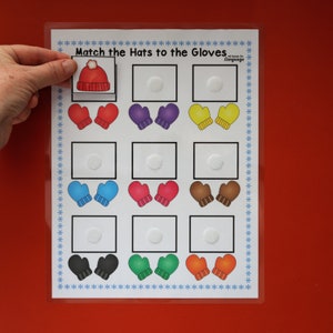 Color Matching Game: Hats and Gloves - Winter Activity (printable PDF ...