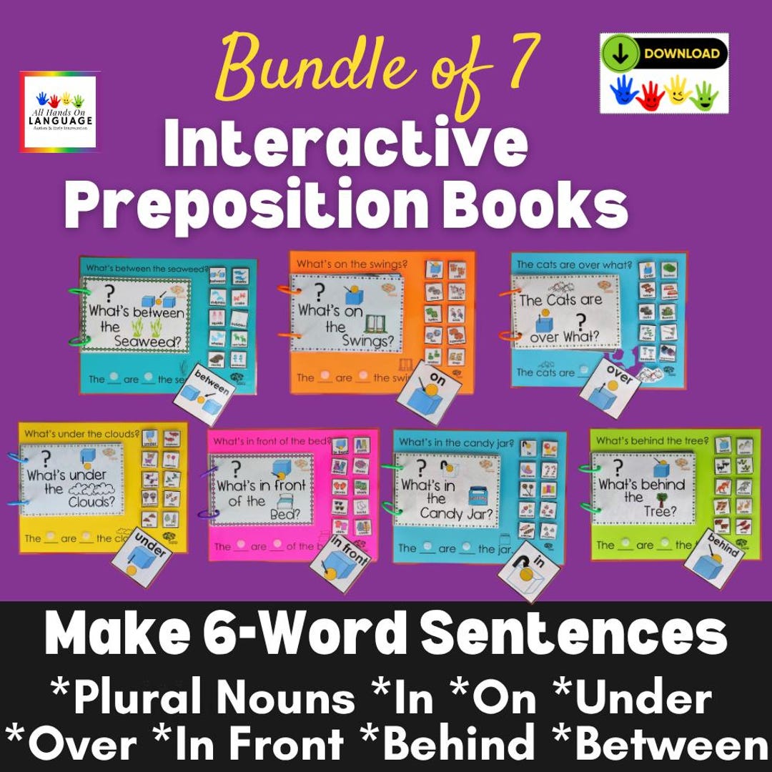 Preposition Interactive Books Bundle: Sentence Building, Plurals ...