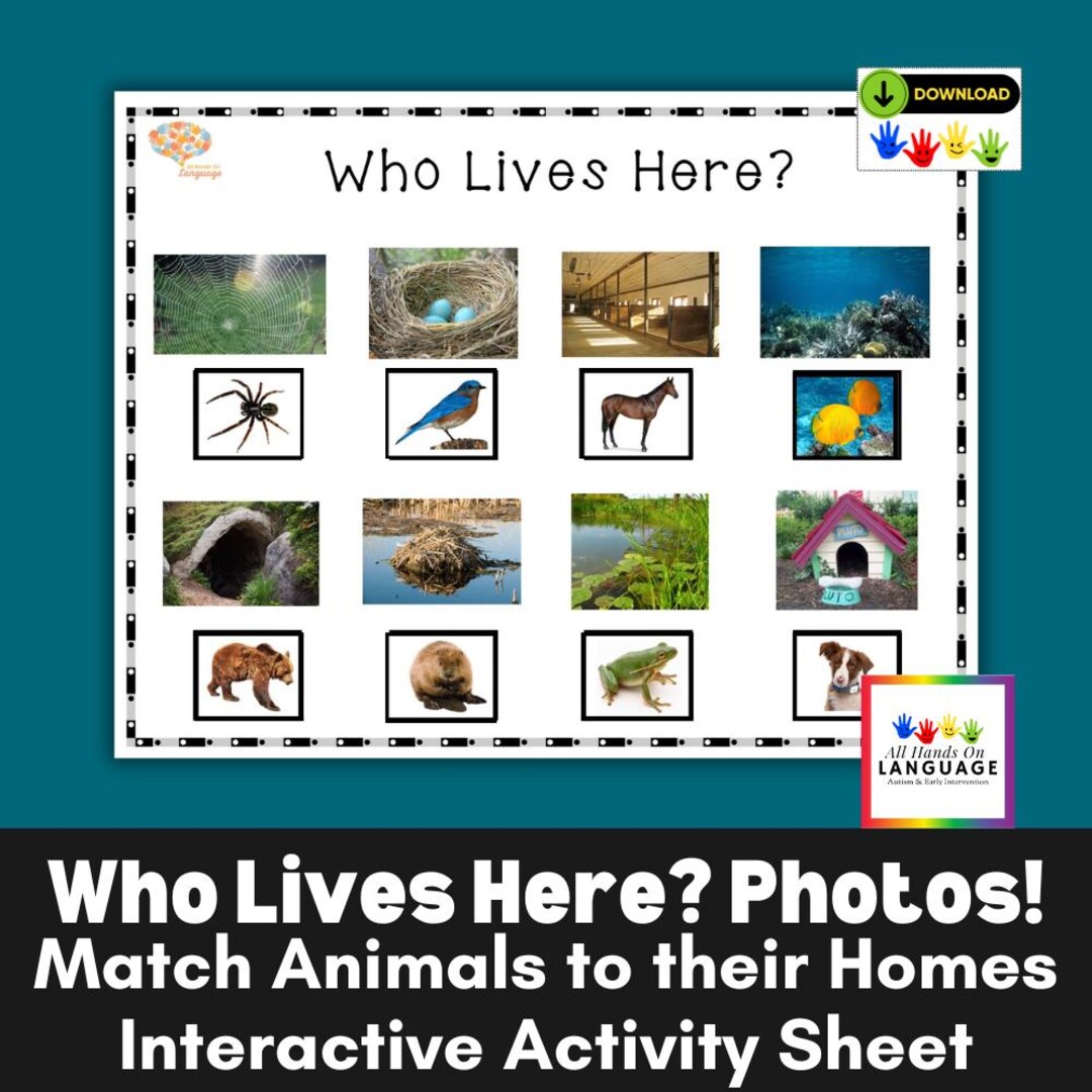Animals & Homes Matching Activity: Association Game With Photos (PDF ...