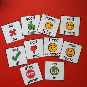 Bilingual Spanish English Vocabulary Cue Cards: AAC, ESOL (PDF ...