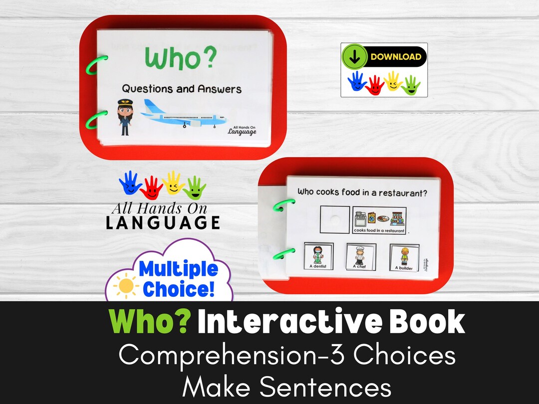 Interactive "who" Questions Book: Autism Speech Comprehension (PDF ...