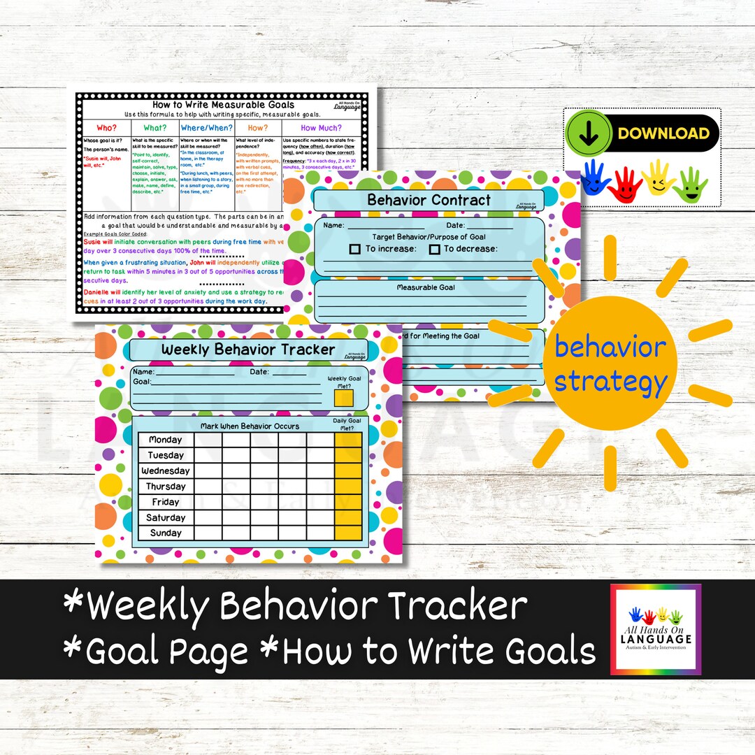 Weekly Behavior Tracker Behavior Contract Bonus How to Write Measurable ...