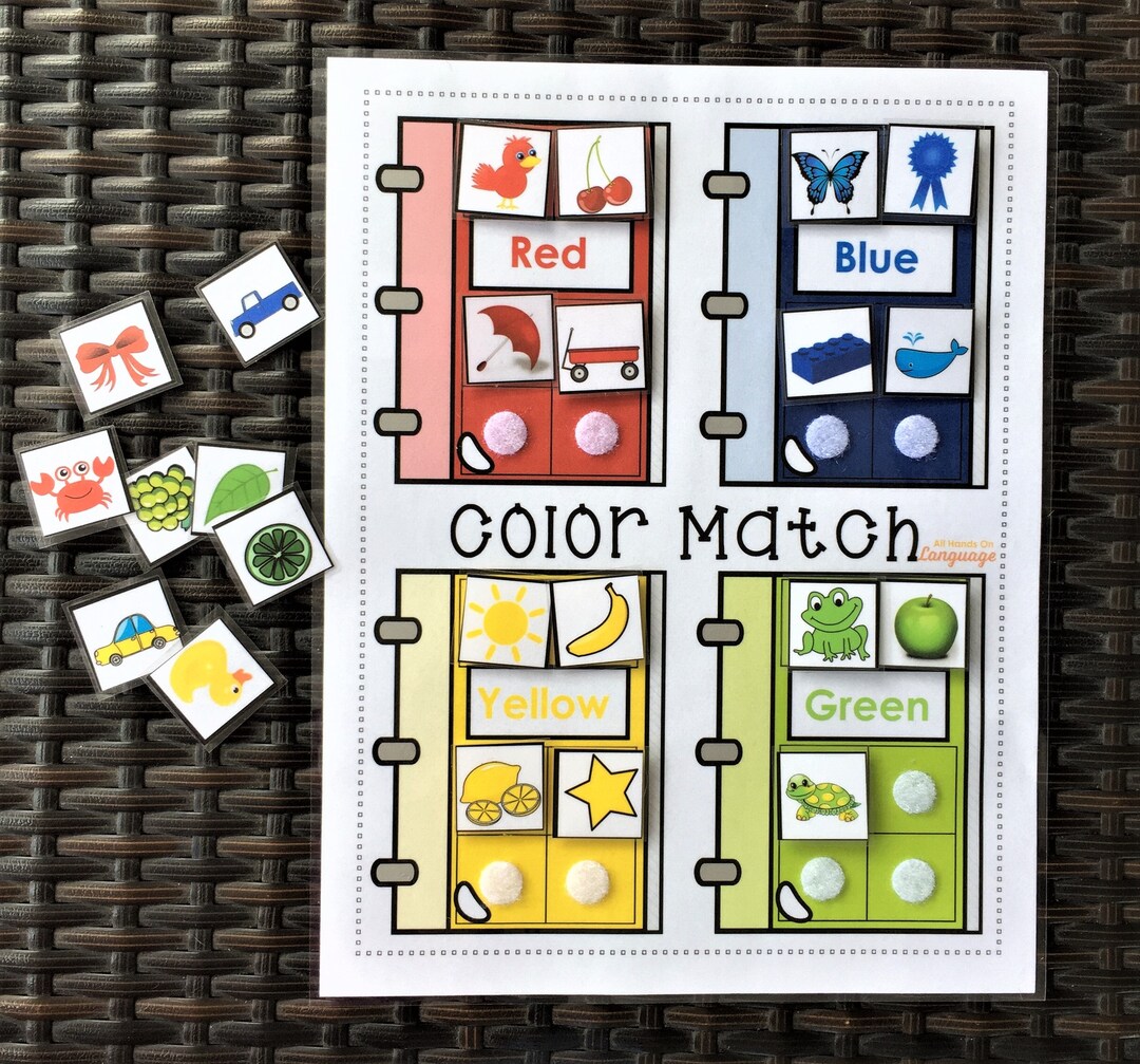 Color Sort Activity, 4 Colors and 24 Colorful Pictures to Match, Red ...