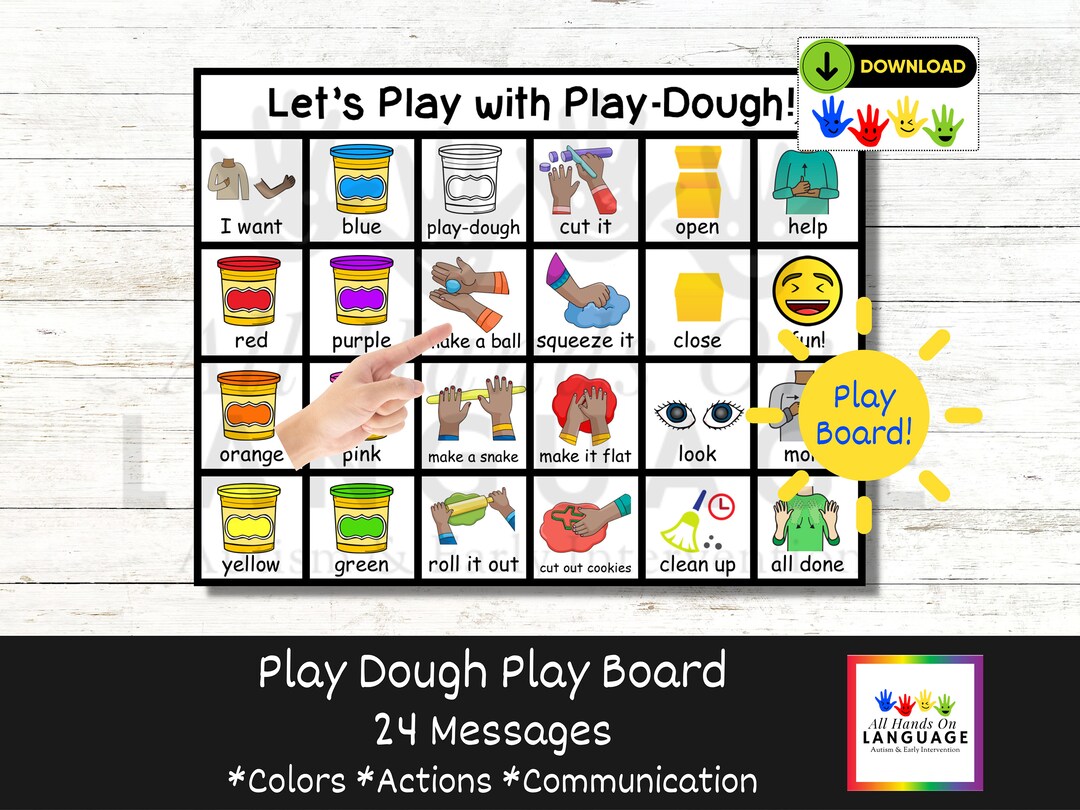 Play Dough Communication Board, Aided Language, AAC, ASL, Non Verbal ...