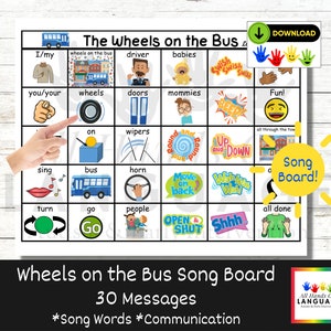 Wheels on the Bus Communication Board, Aided Language, AAC, Non Verbal ...