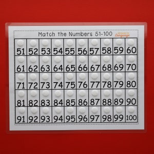Numbers 51-100 Match Number to Number Activity, Count From Fifty One to ...