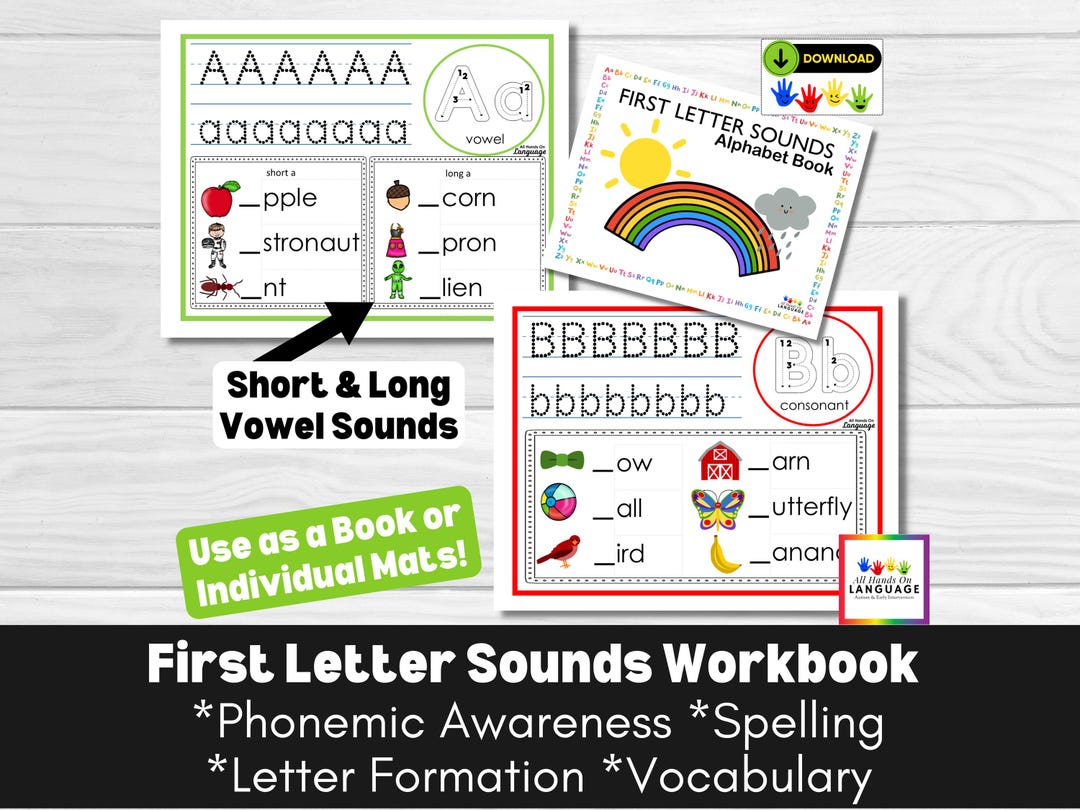 First Letter Sounds Alphabet Book, Trace and Write Upper + Lower Case ...