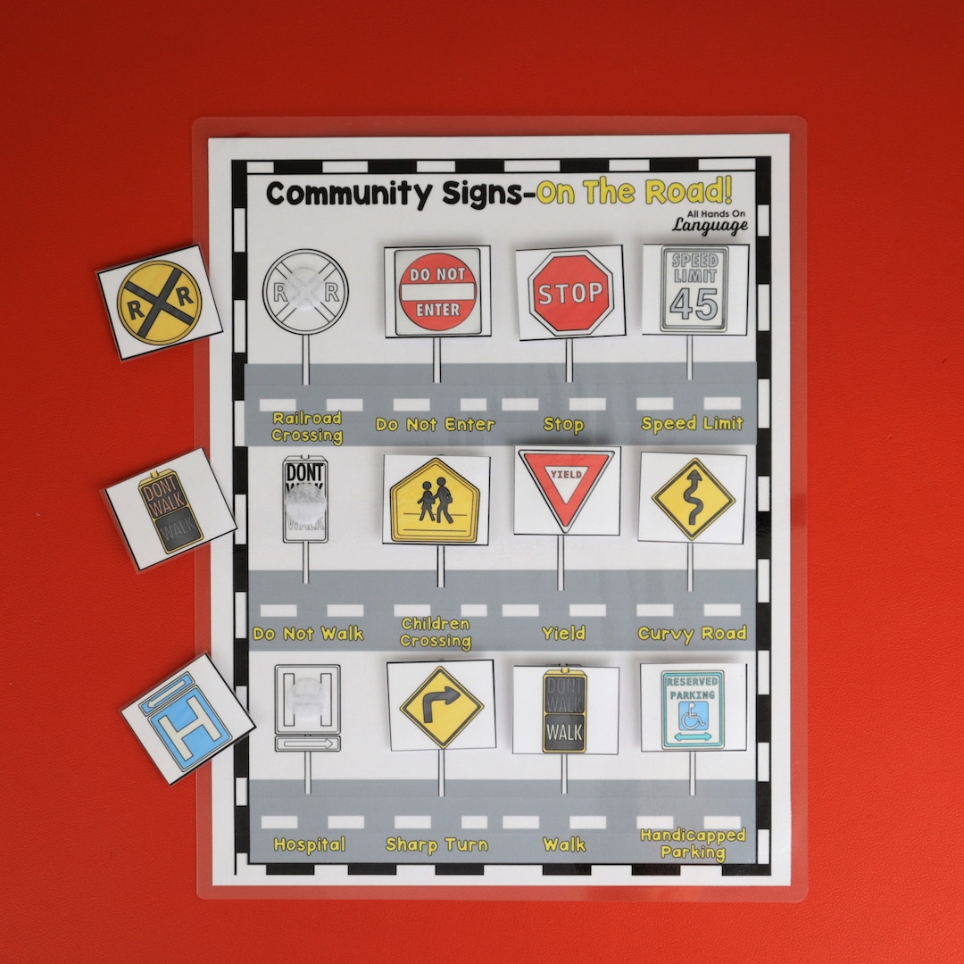 Community Signs - on the Road! Matching Activity, Match 12 Road Signs ...