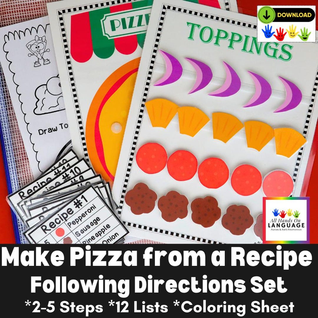 Build a Pizza From a Recipe! Sequencing Activity Set, Follow 2 to 4 ...