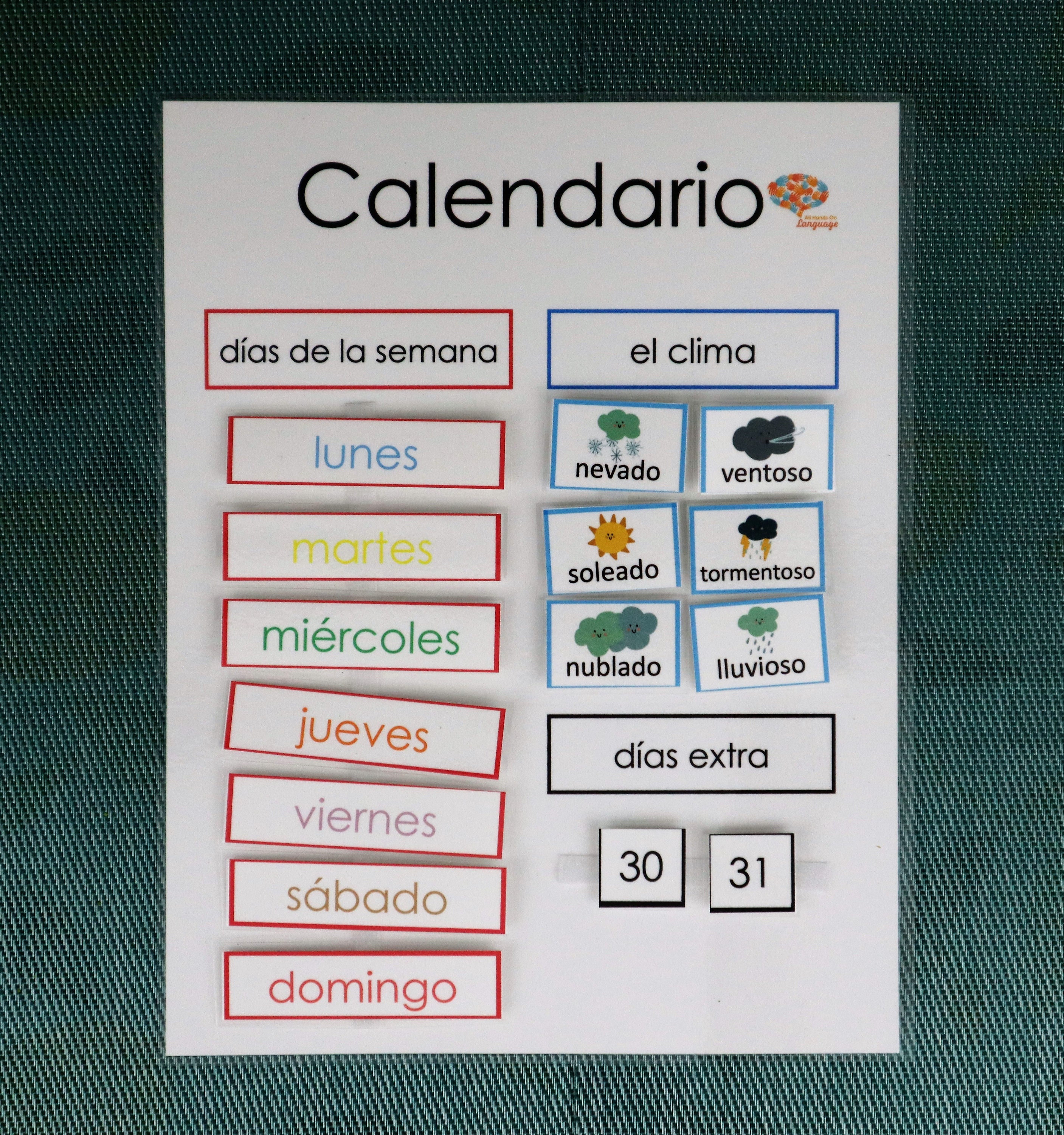 Spanish Language Interactive Perpetual Calendar and Storage - Etsy