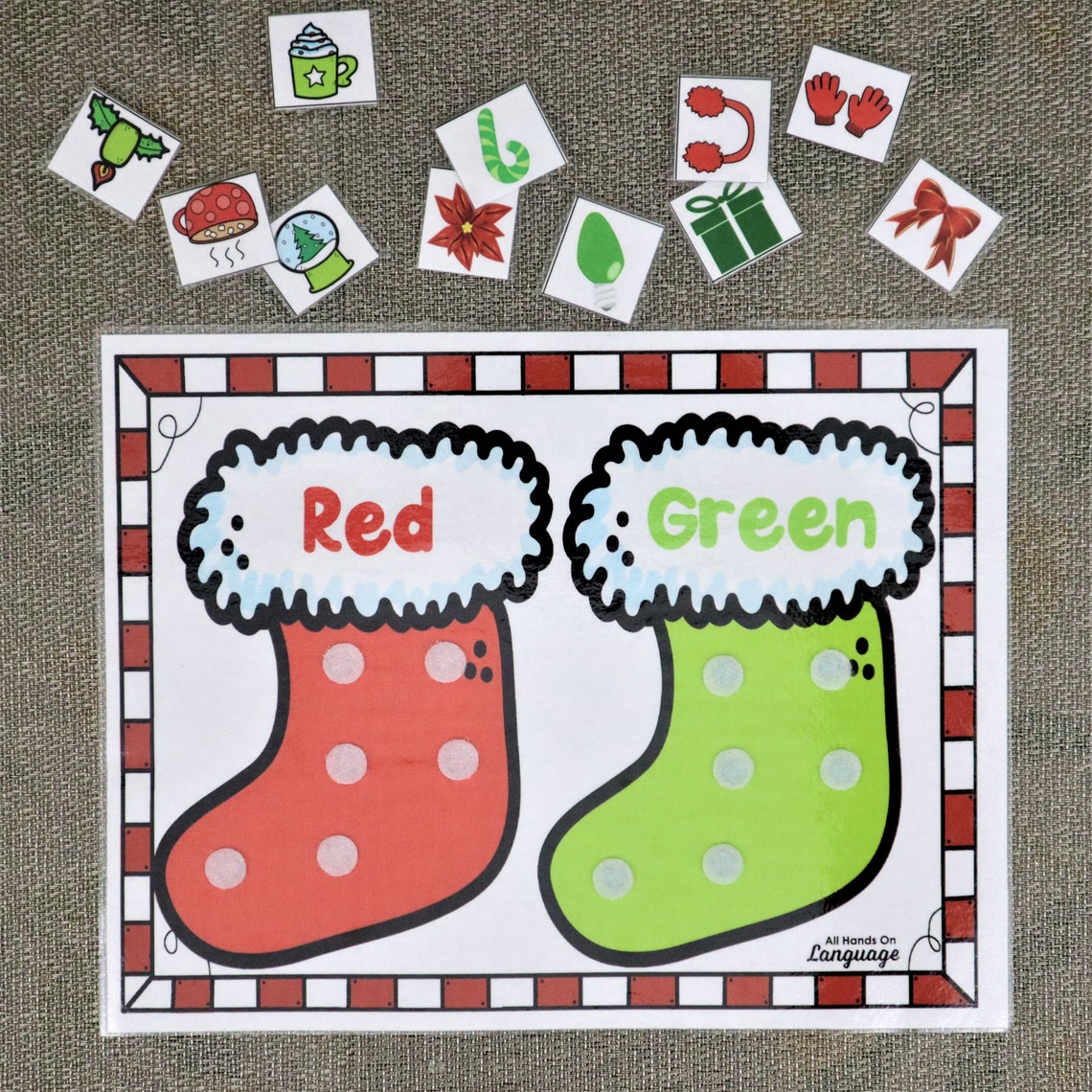 Christmas Color Sort Activity: Red and Green Stocking Match (PDF ...