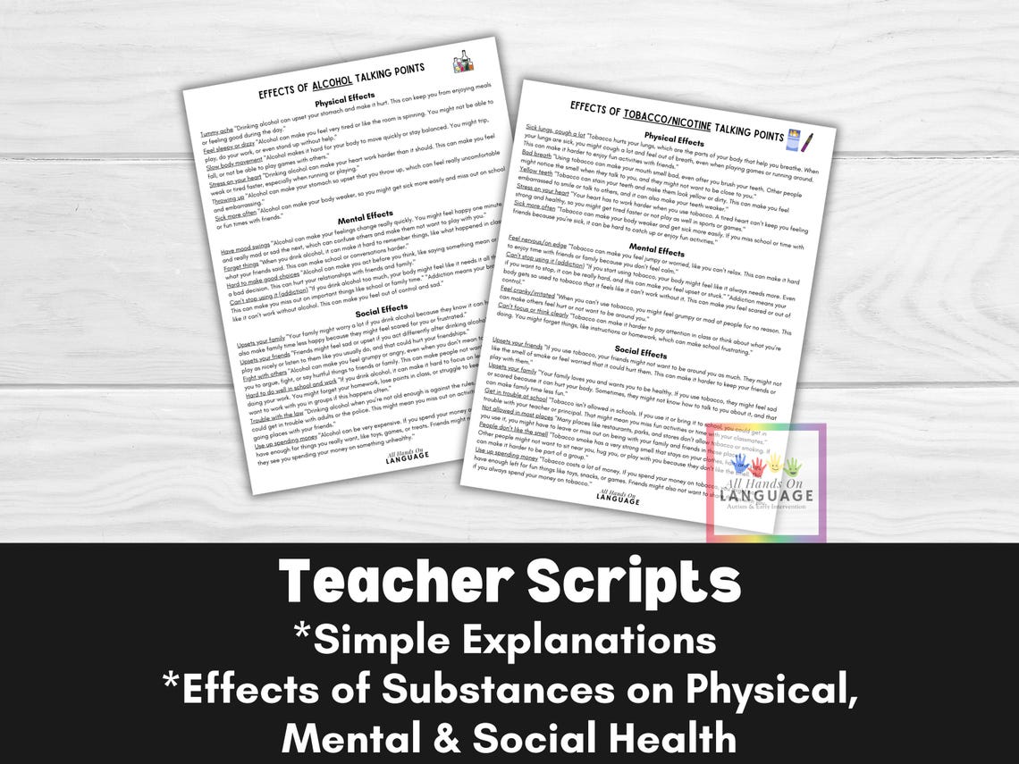 Special Education: Alcohol & Tobacco Health Unit - Support Activities ...