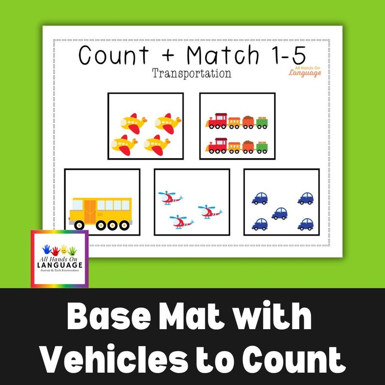 Vehicle Counting Activity: Transportation Match Game (PDF Printable) - Etsy