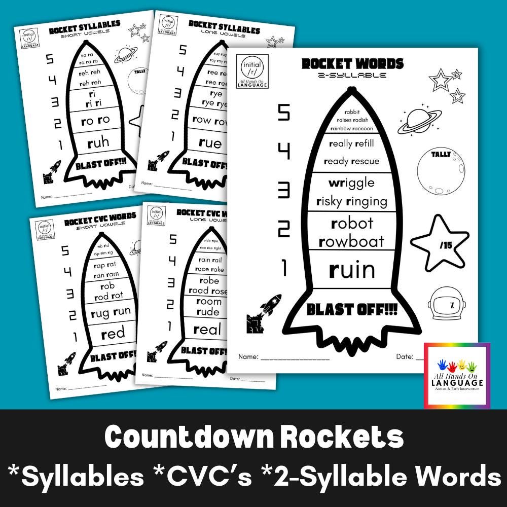 Initial R Articulation Worksheet Set - Space Theme - No Prep Speech ...