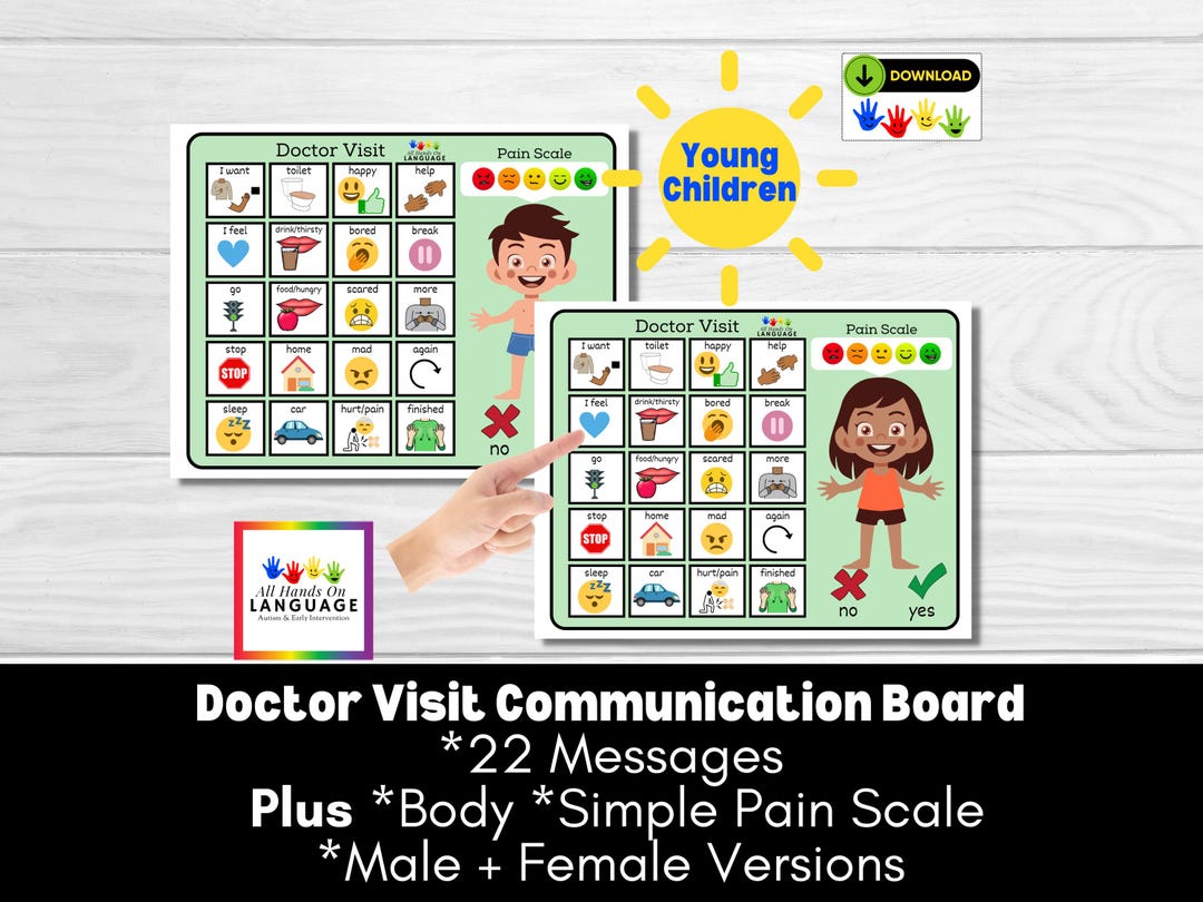 Doctor Visit Communication Board for Young Children, 22 Messages Plus ...