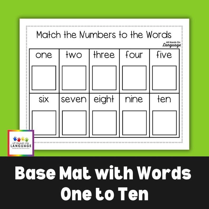 Numbers 1-10 Matching Activity: Match Number to Word, Autism ...