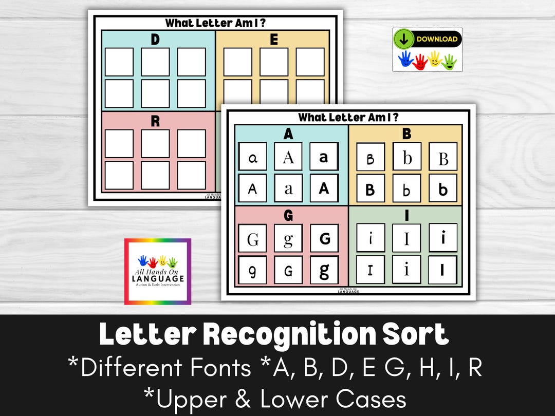 Letter Recognition Sorting Activity, Multiple Fonts in Both Uppercase ...