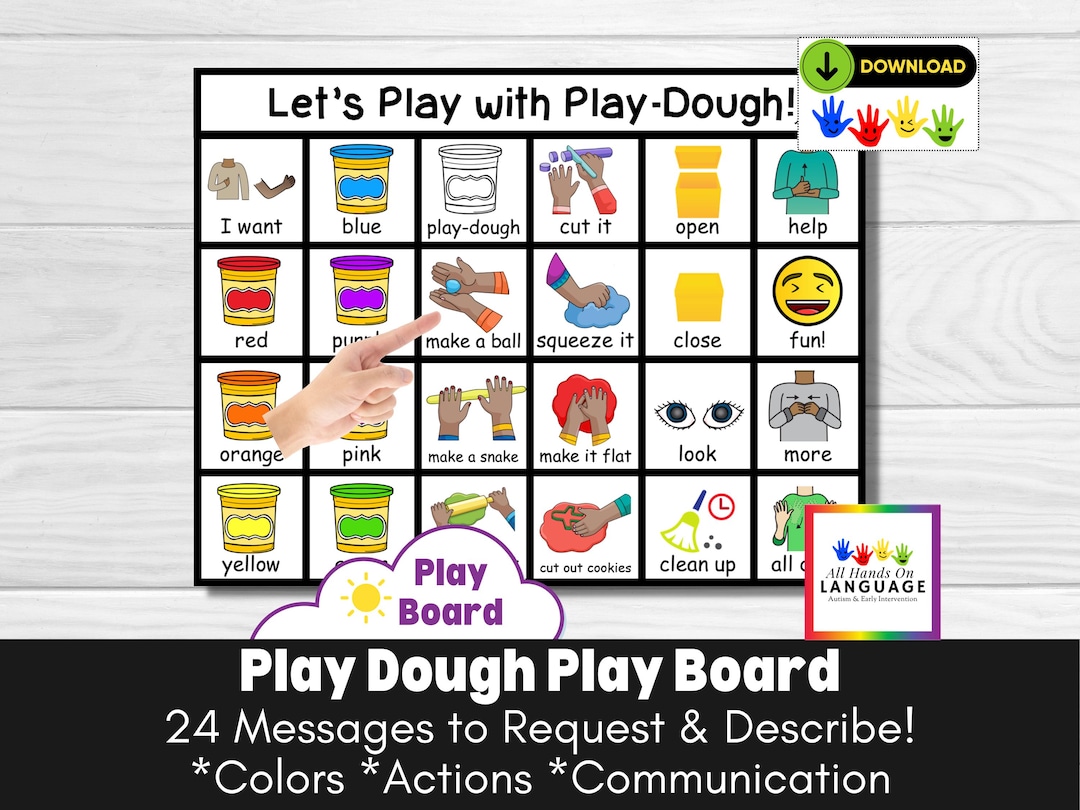Play Dough Communication Board, Aided Language, AAC, ASL, Non Verbal ...