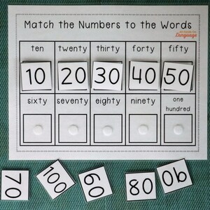 Numbers 10-100 Match the Numbers to the Words Activity, Skip Count by ...